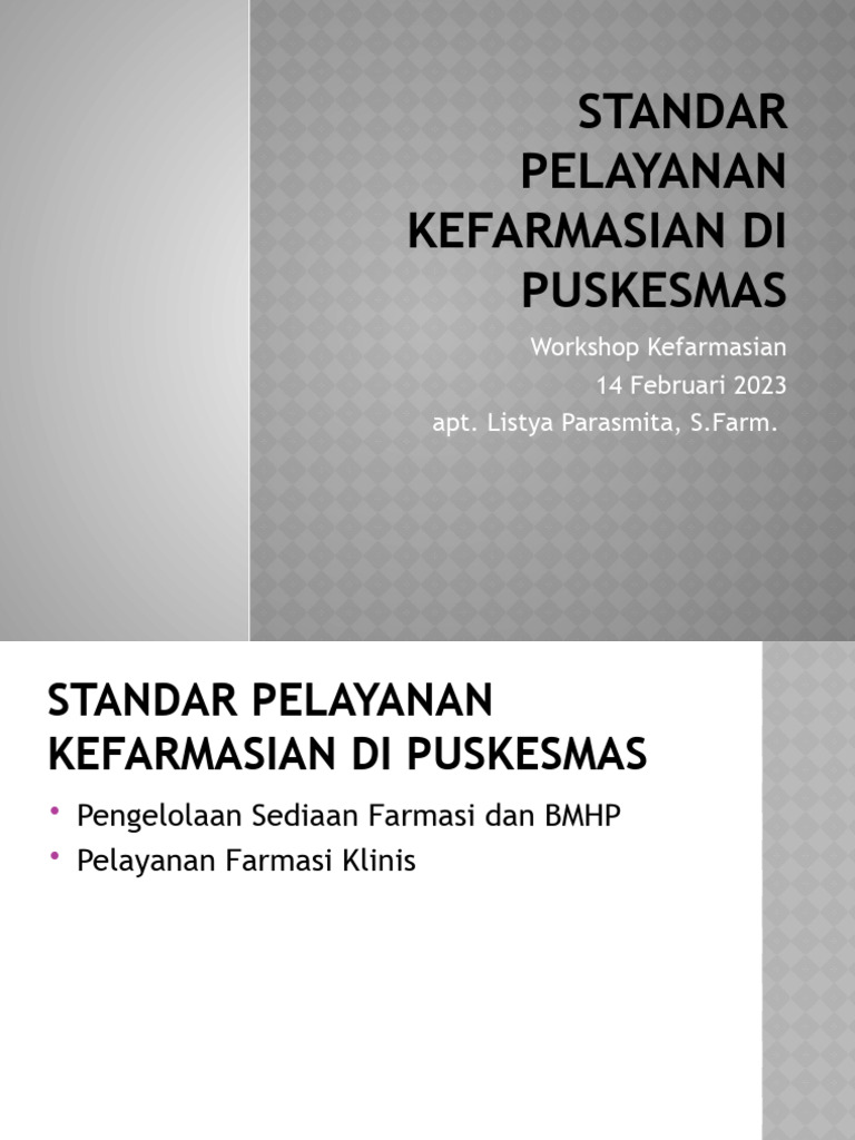 Standar Pelayanan Kefarmasian Di Puskesmas Pdf