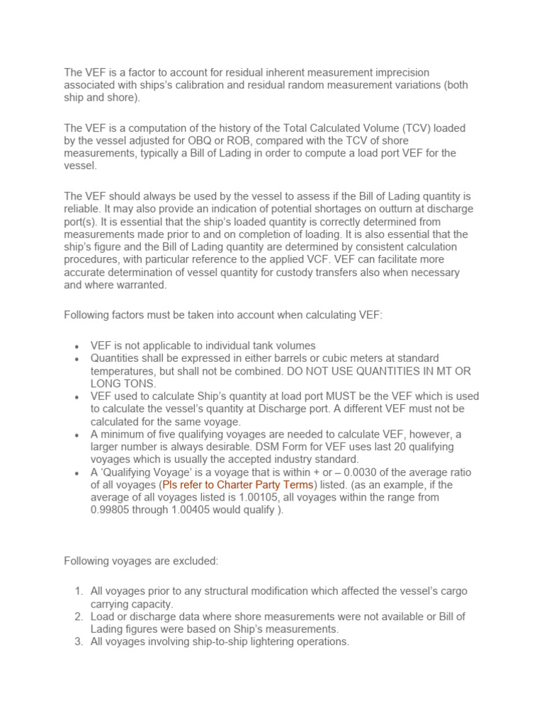 Vef Explaination | PDF | Cargo | Ships