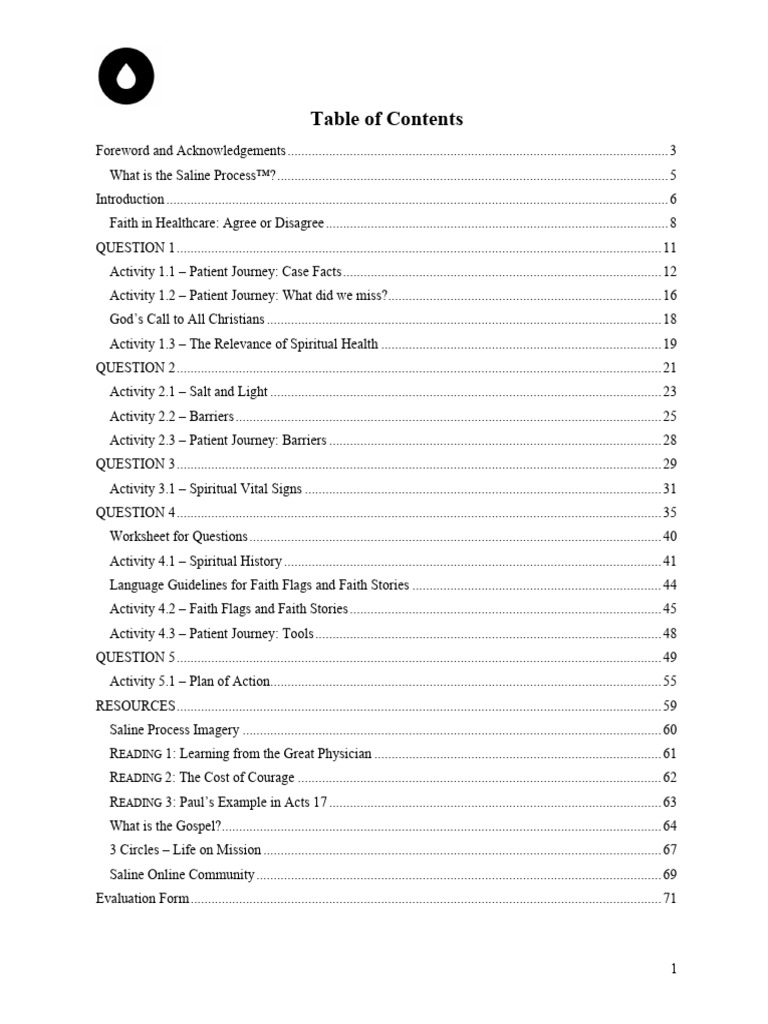 3-Saline Process Participant Workbook - Text - 1.4 | PDF