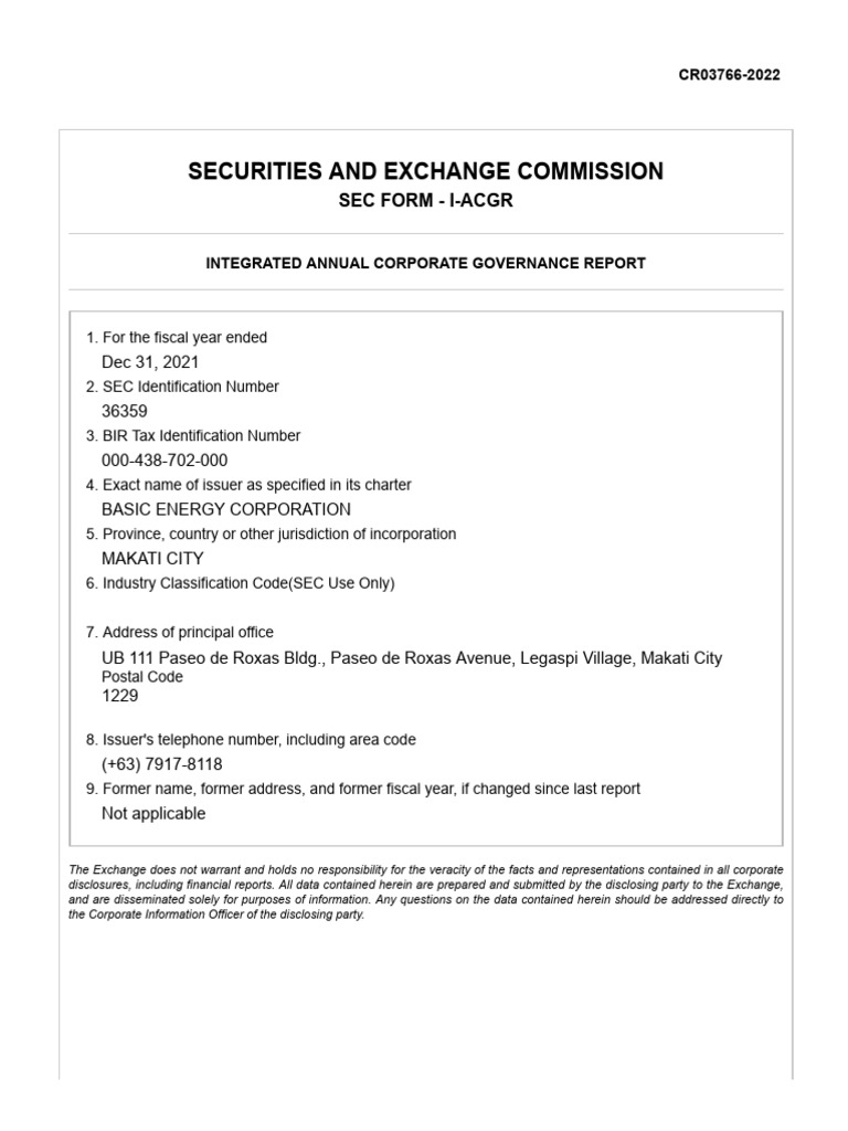 Basic Energy Corporation SEC Form I ACGR 2022 | PDF | Corporate ...