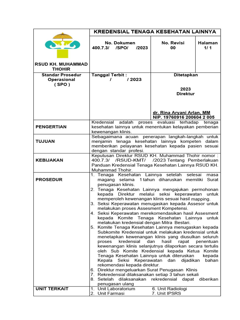 KPS 17 Ep 1 STANDAR OPERASIONAL PROSEDUR KREDENSIAL | PDF