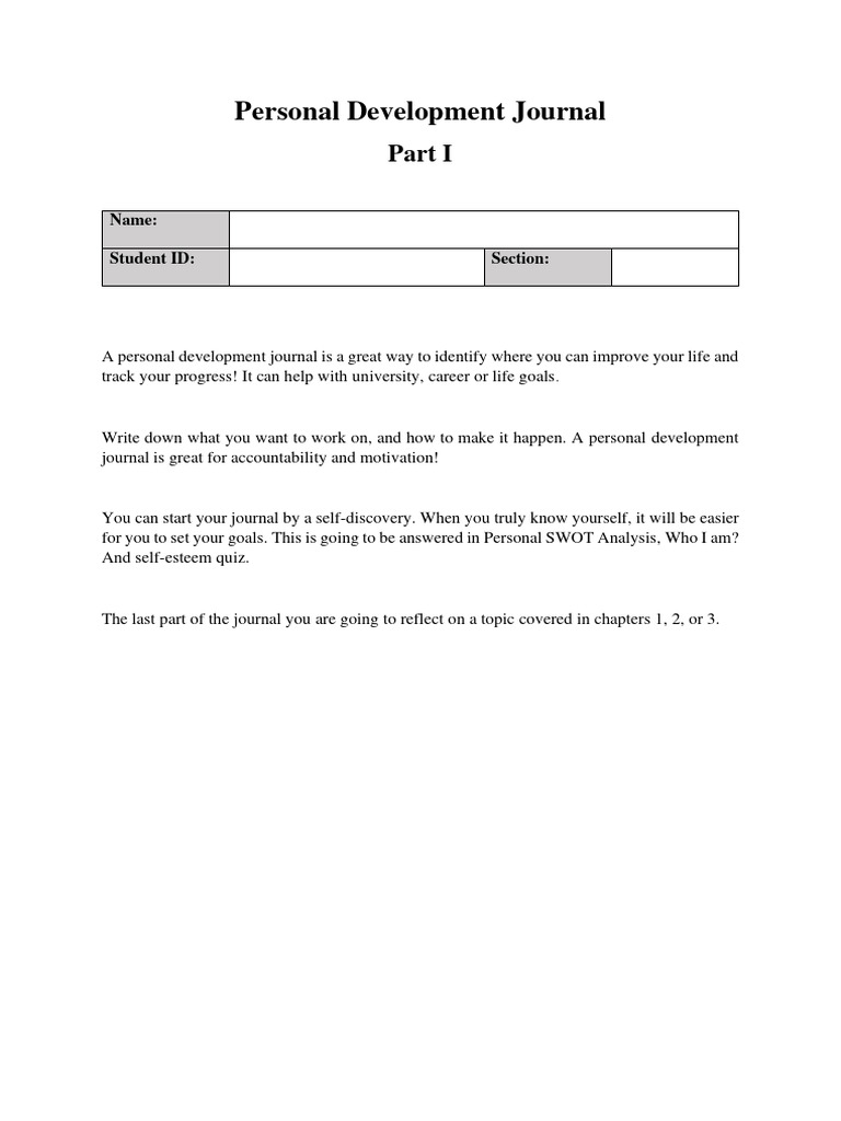 Personal Development Journal P1 | PDF | Self Esteem | Psychology