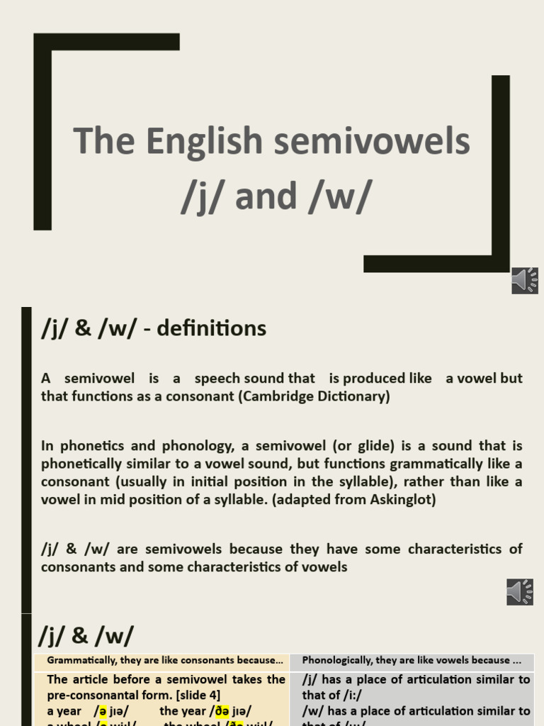 The English Semi-Vowels | PDF