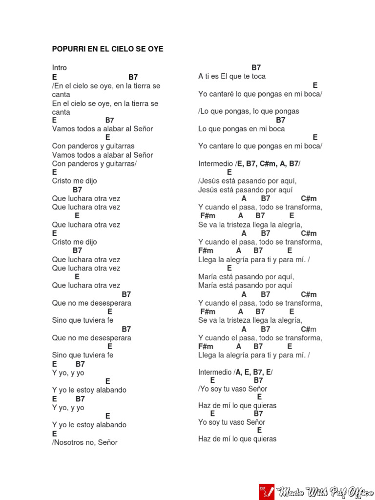 Popurrí en El Cielo Se Oye | PDF