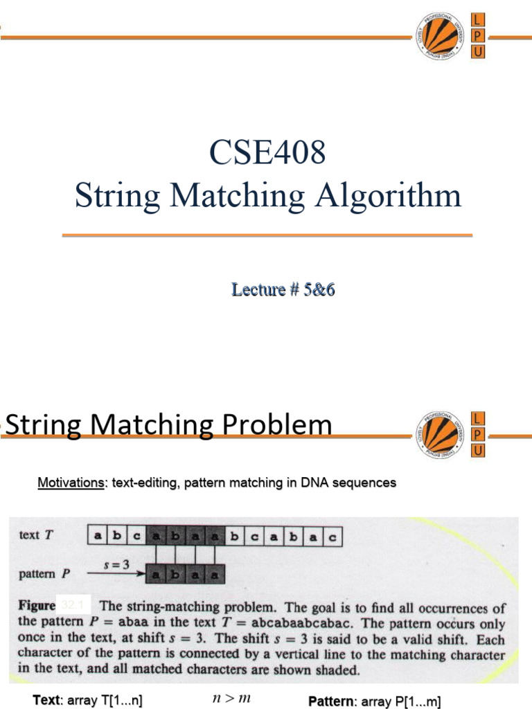 Lecture 56string Matching | PDF | Algorithms And Data Structures | Theoretical Computer Science