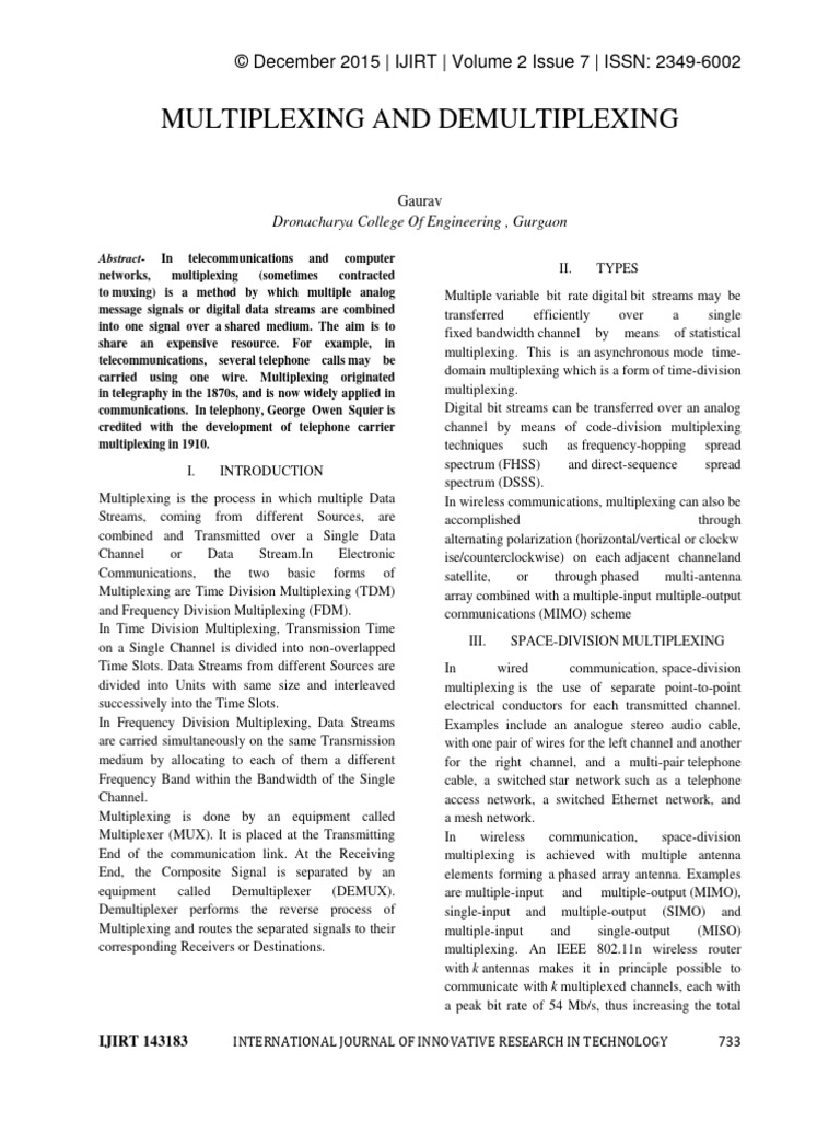 Multiplexing & Demultiplexing | PDF | Multiplexing | Computer Engineering