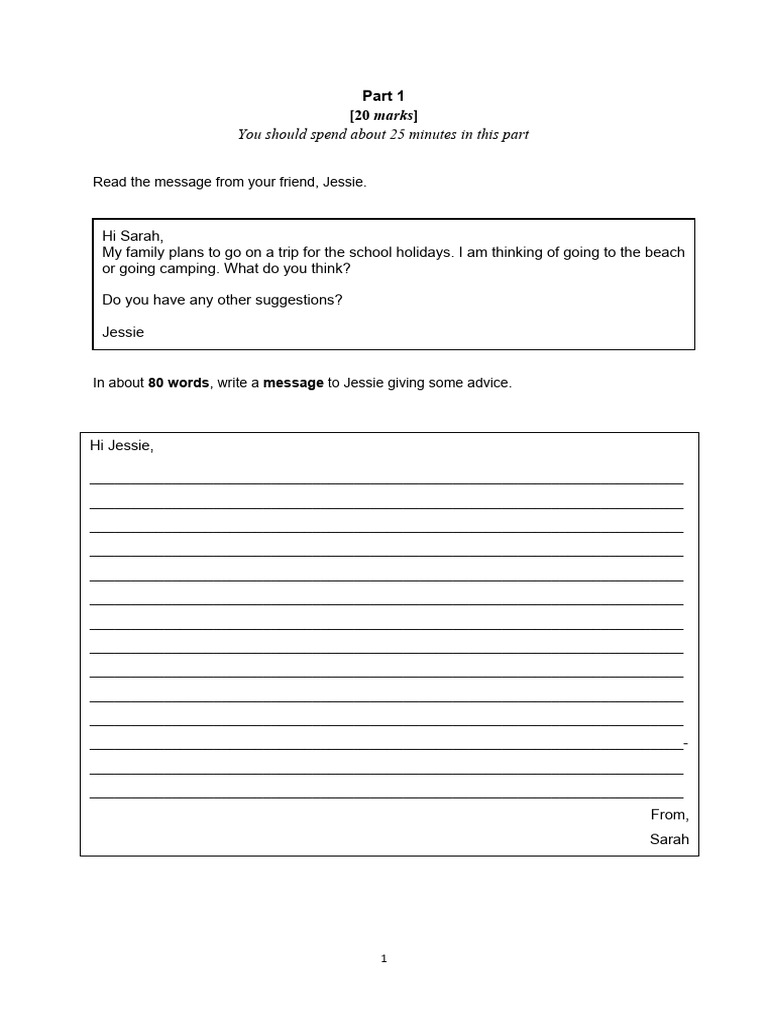 PPP English Form 1 P2 | PDF