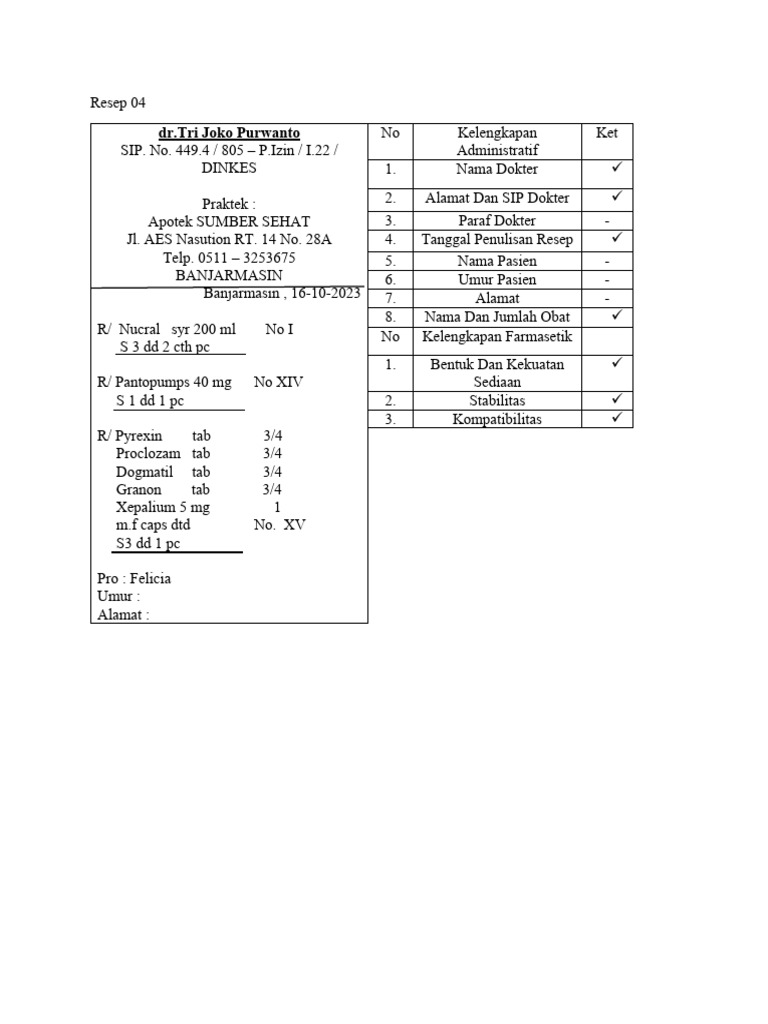 Resep Proclozam untuk Gastritis | PDF