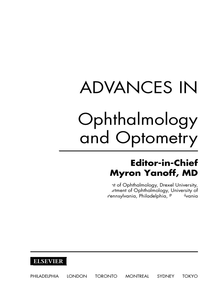 Advances in Ophthalmology and Optometry, 2022 (Volume 7-1) (Advances, Volume 7-1) (Myron Yanoff ...