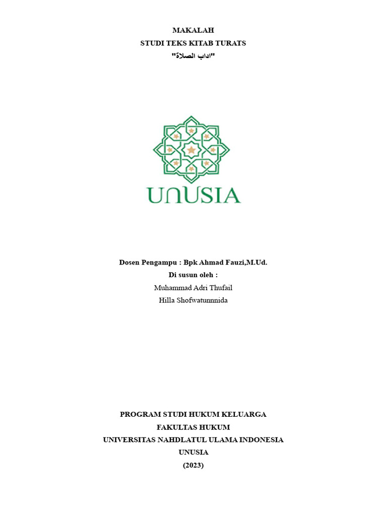 Makalah Studi Kitab Turats SMT 4 | PDF