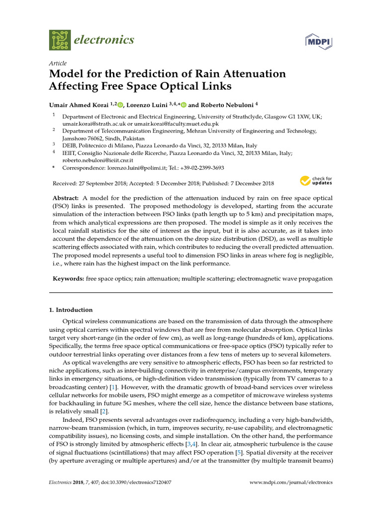 Rain Model | PDF | Attenuation | Extremely High Frequency
