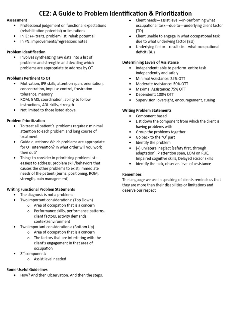 CE2 A Guide To Problem Identification and Prioritization | Download Free PDF | Attention ...
