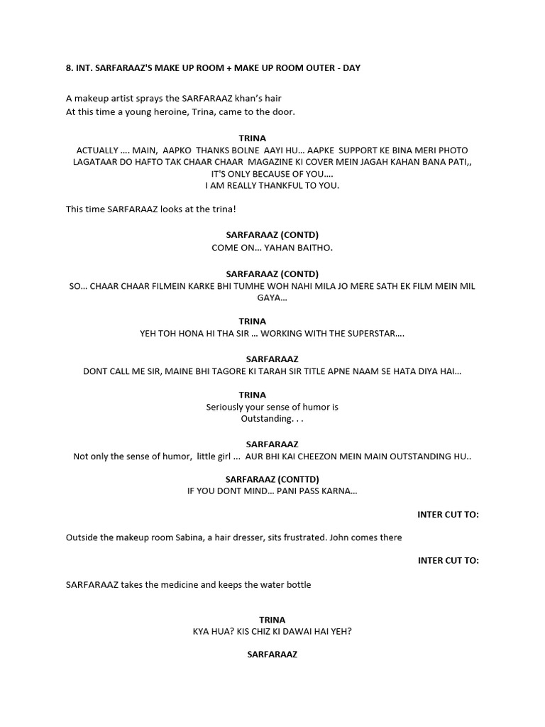 Final Shooting Script For Sarfaaraz | PDF