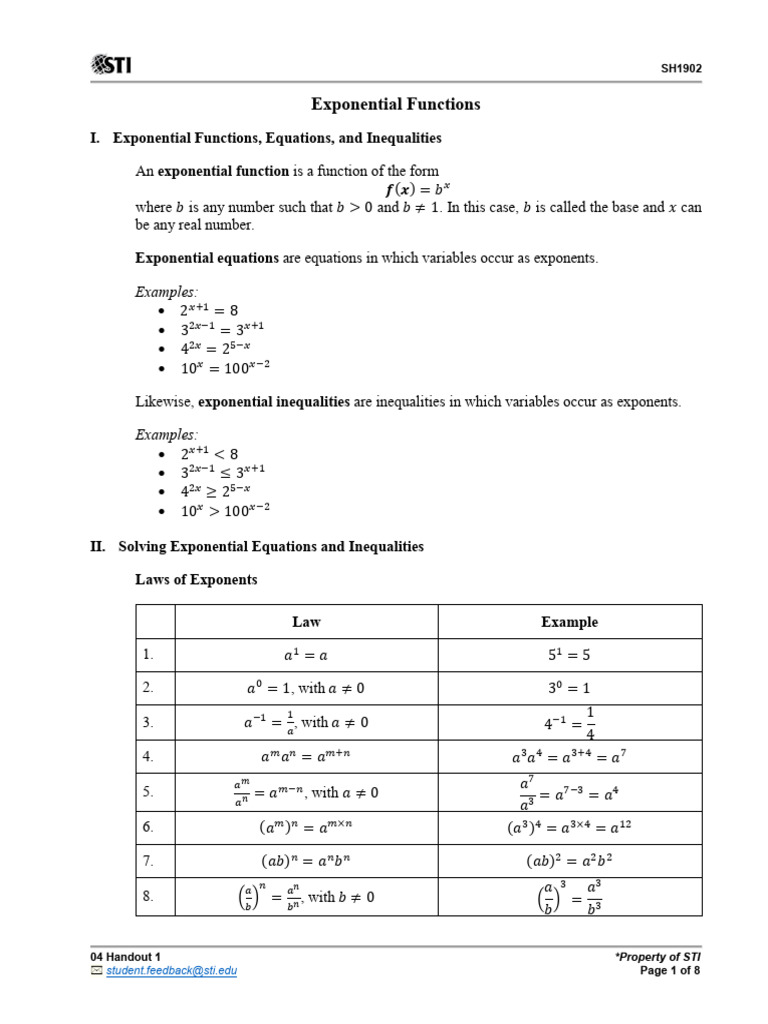 04 Handout 17 | PDF | Exponentiation | Function (Mathematics)