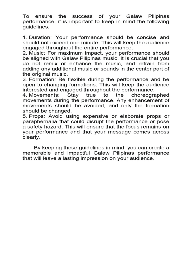 Guidelines of Galaw Pilipinas | PDF