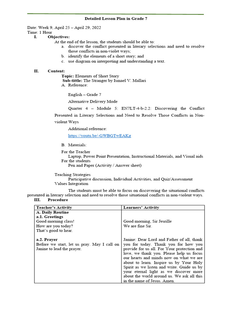 Pabia Jesrille I. DLP Elements of Short Story | PDF | Plot (Narrative) | Theory Of Mind