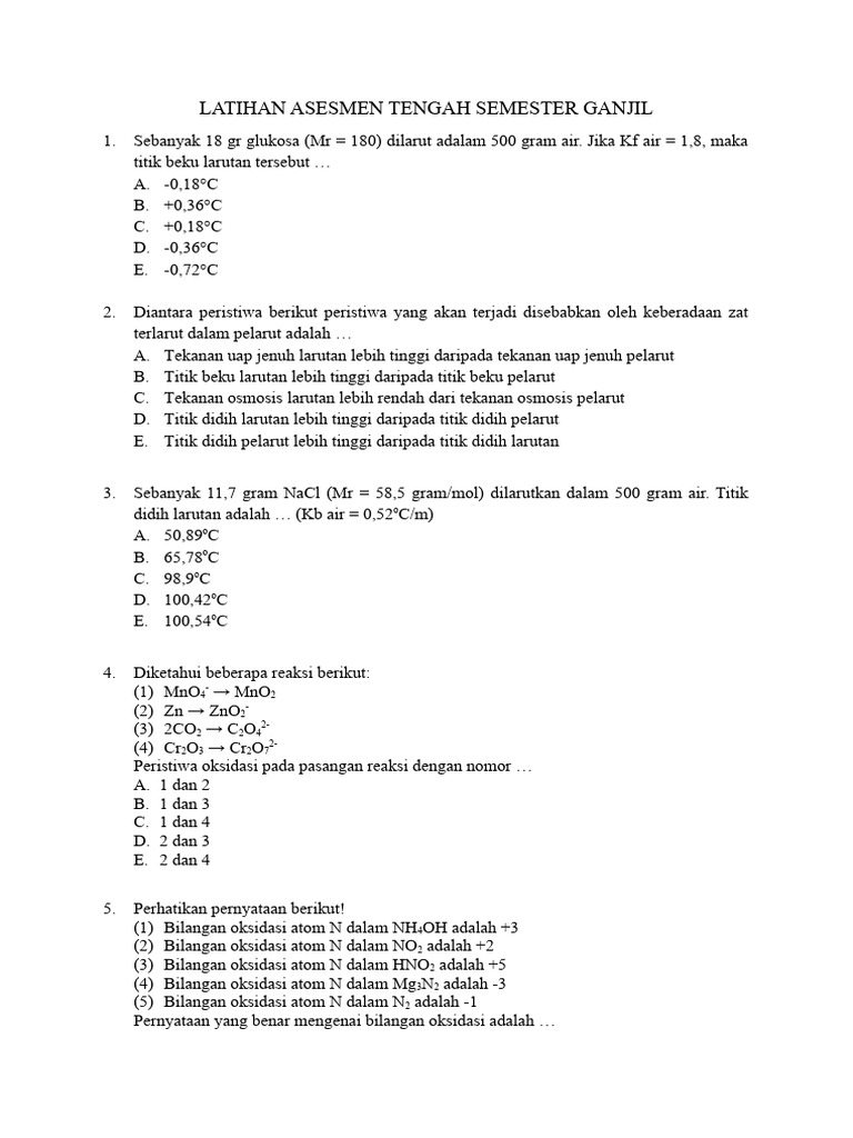 Latihan Ats Ganjil | PDF