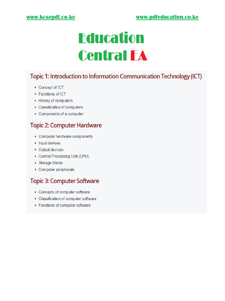 Information Communication Technology ICT Syllabus KNEC Diploma | PDF