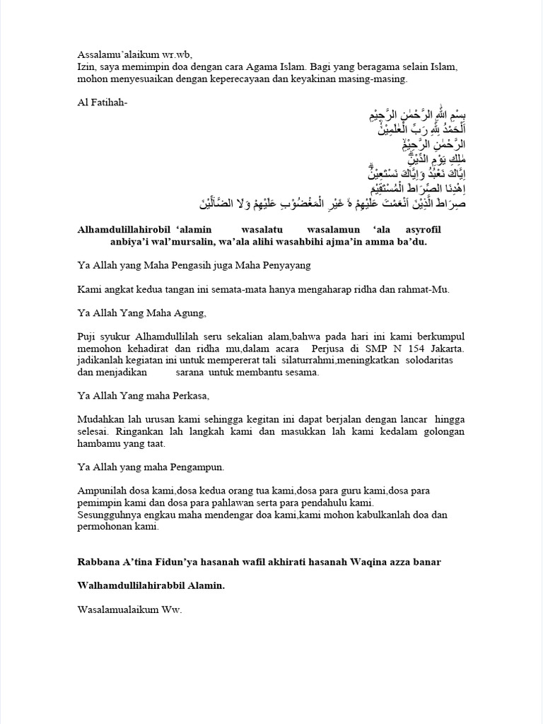 Doa Perjusa di SMP N 154 Jakarta | PDF