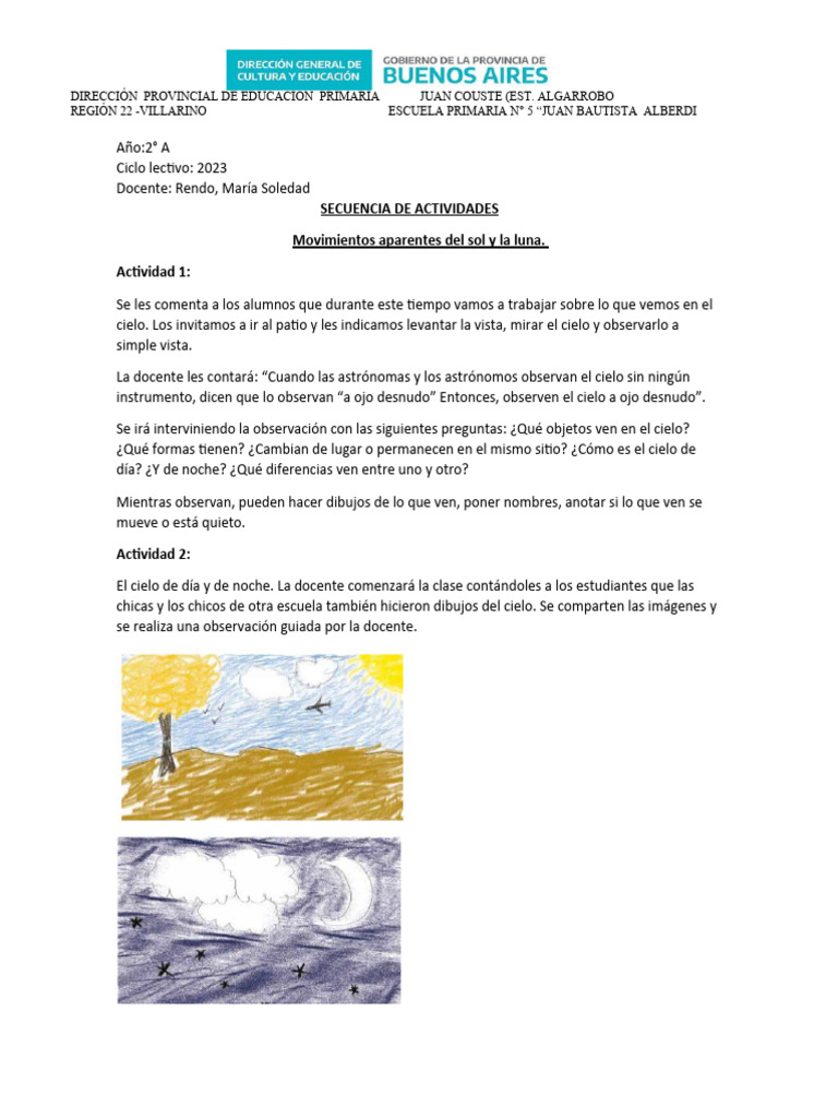 Actividades sobre el cielo para niños | PDF | Ciencia y matemáticas
