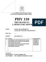 Physics Lab Report 1 | PDF | Measurement | Experiment