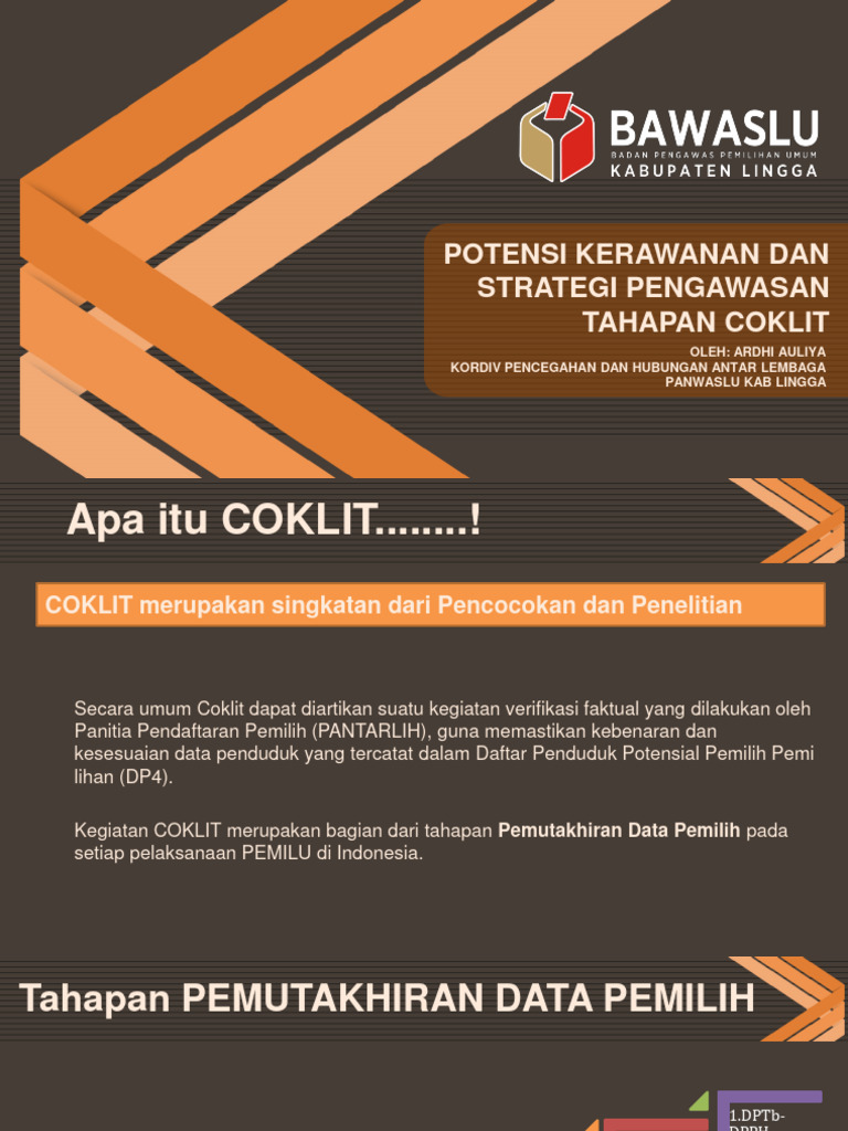 Potensi Kerawanan Dan Strategi Pengawasan Tahapan Coklit | PDF