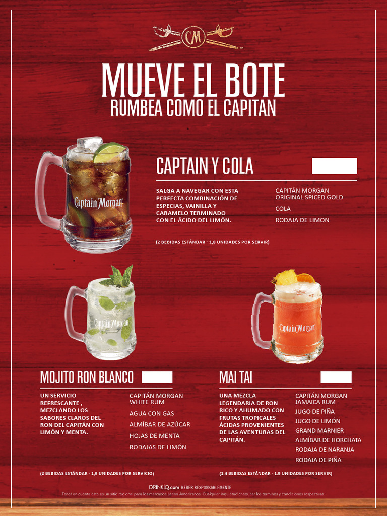 Captain Morgan Menu A6 | PDF | Ron | Bebidas alcohólicas