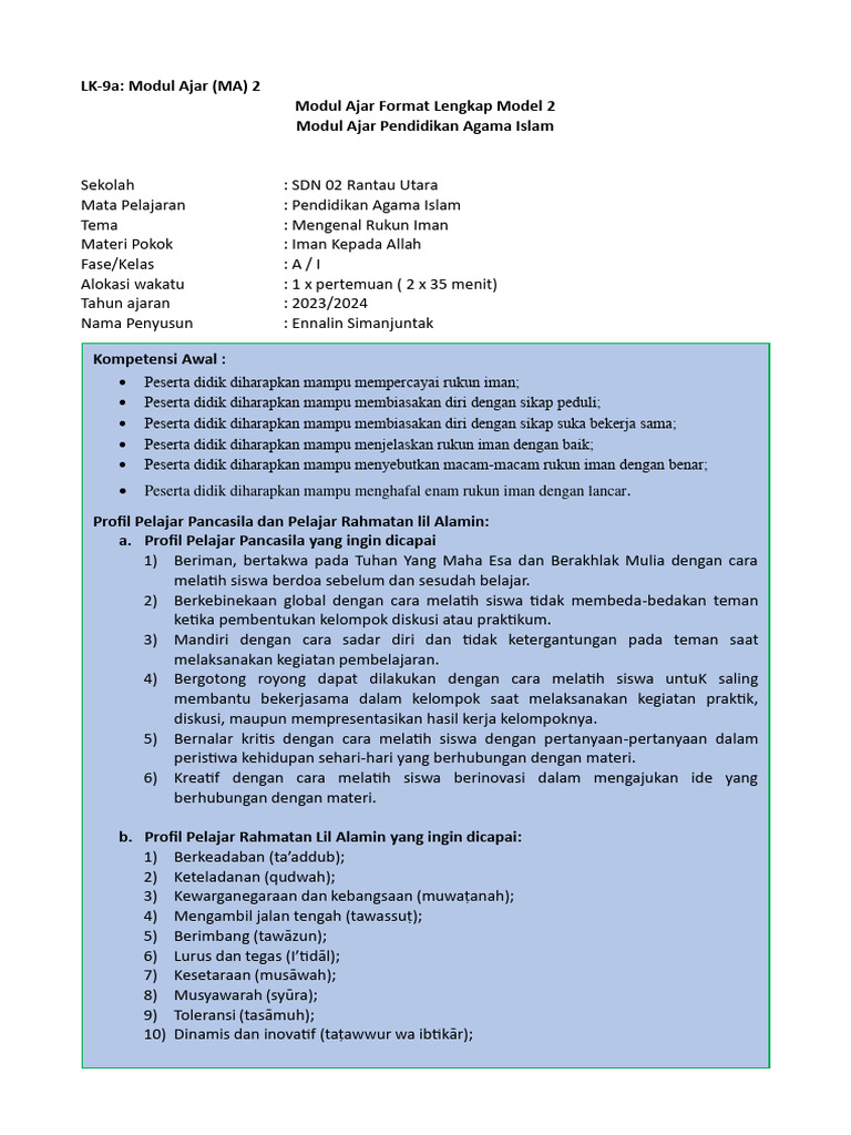 Modul Ajar Model 2 Pembelajaran 2 | PDF | Kesehatan Holistik | Sains & Matematika