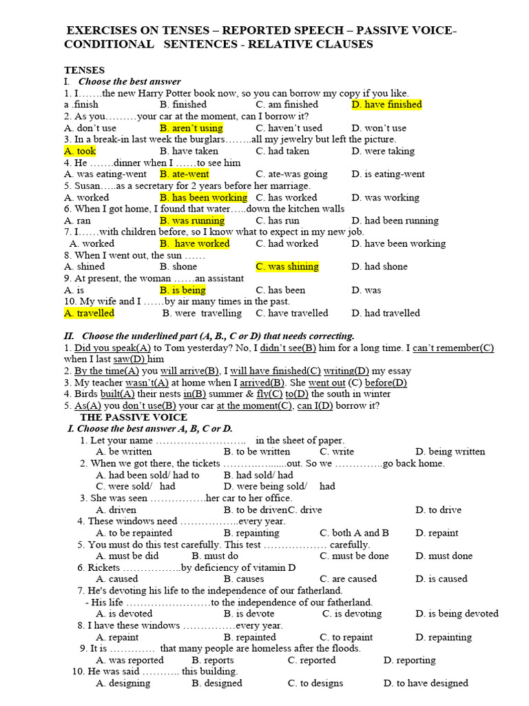 Exercises Passive Reported Conditional | PDF