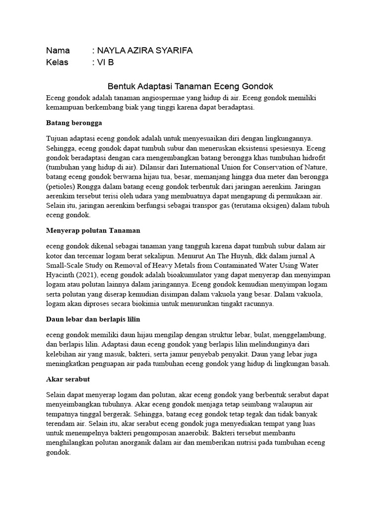 Adaptasi Eceng Gondok | PDF