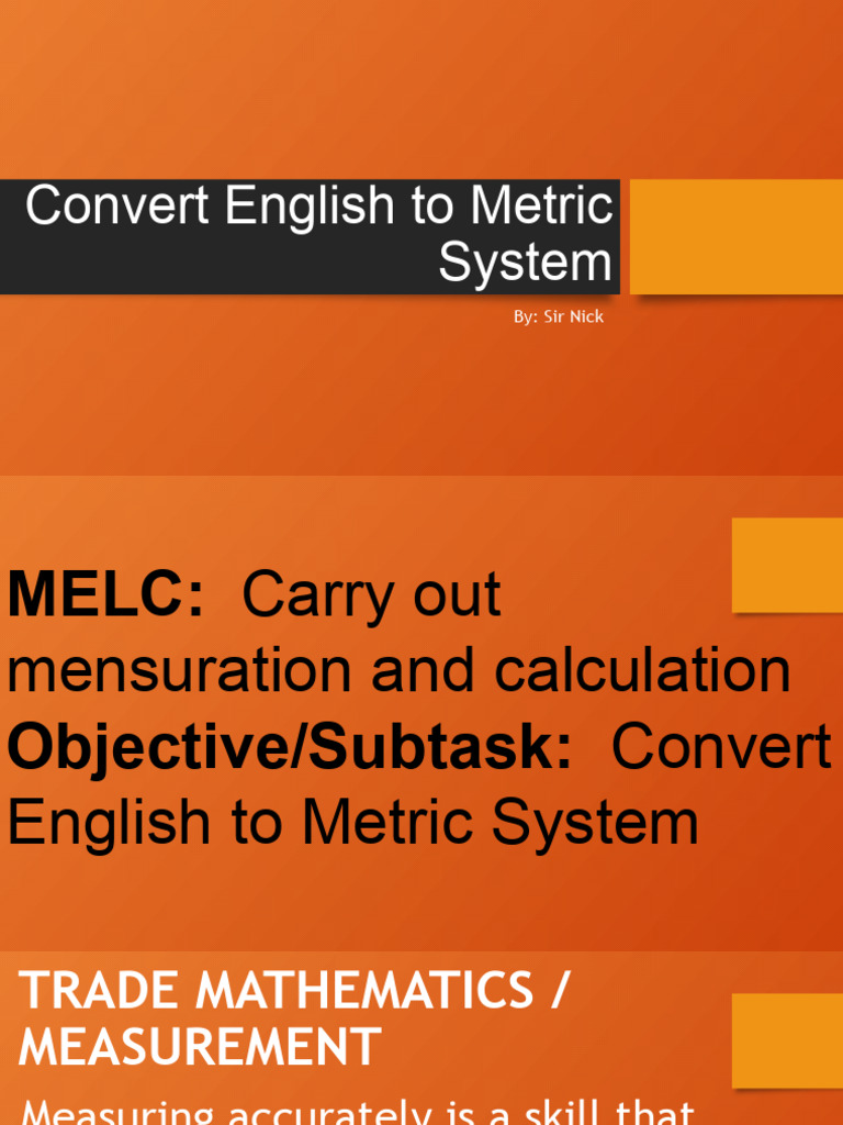 Week 7 Convert English To Metric System | Download Free PDF | Foot ...