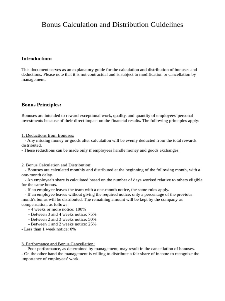 Bonus Rules and Calculations | PDF | Employment | Salary