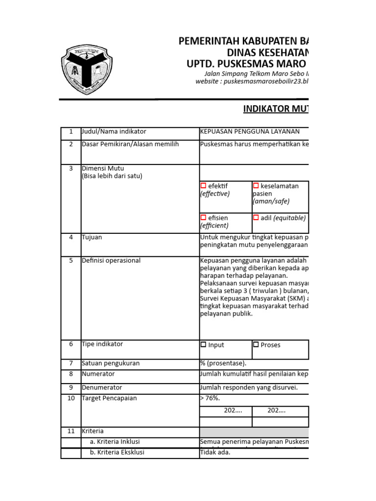 Profil Indikator Kepuasan Pengguna Layanan (INM) | PDF