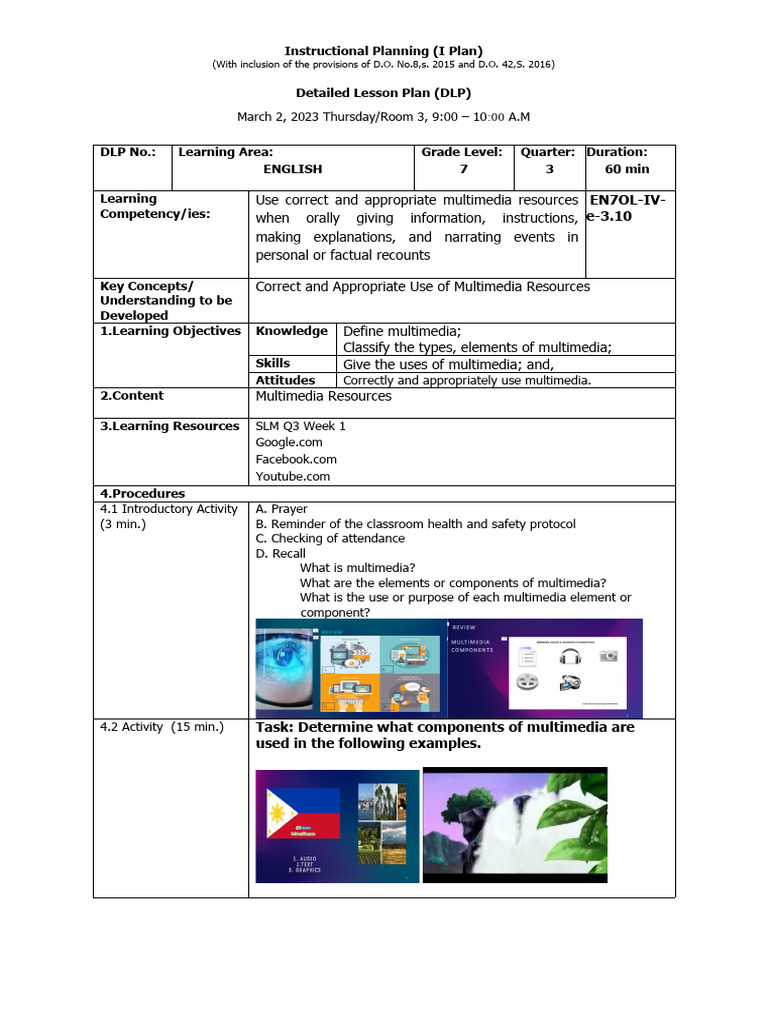 Sample Grade 7 IPlan | PDF | Multimedia | Video