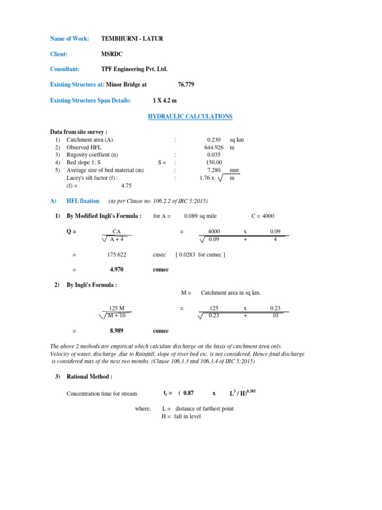 Minor Bridge - Section VI - 76.779-Bed Levels | PDF | Discharge ...