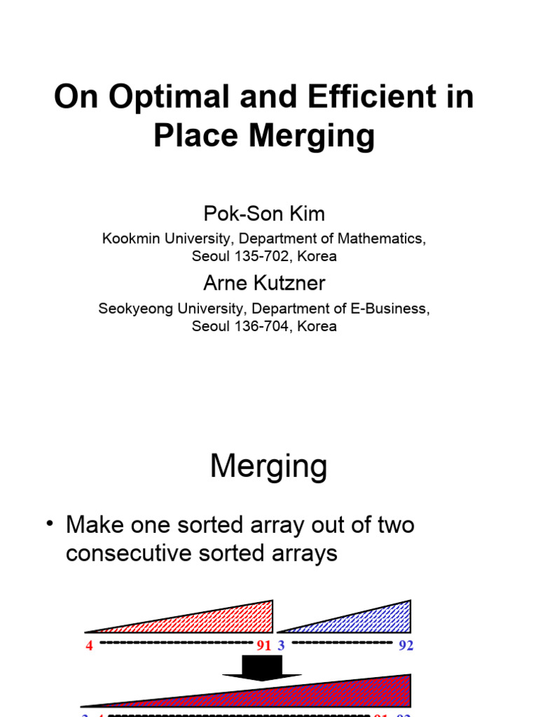 Optimal In-Place Merging Algorithm | PDF | Mathematical Optimization | Algorithms