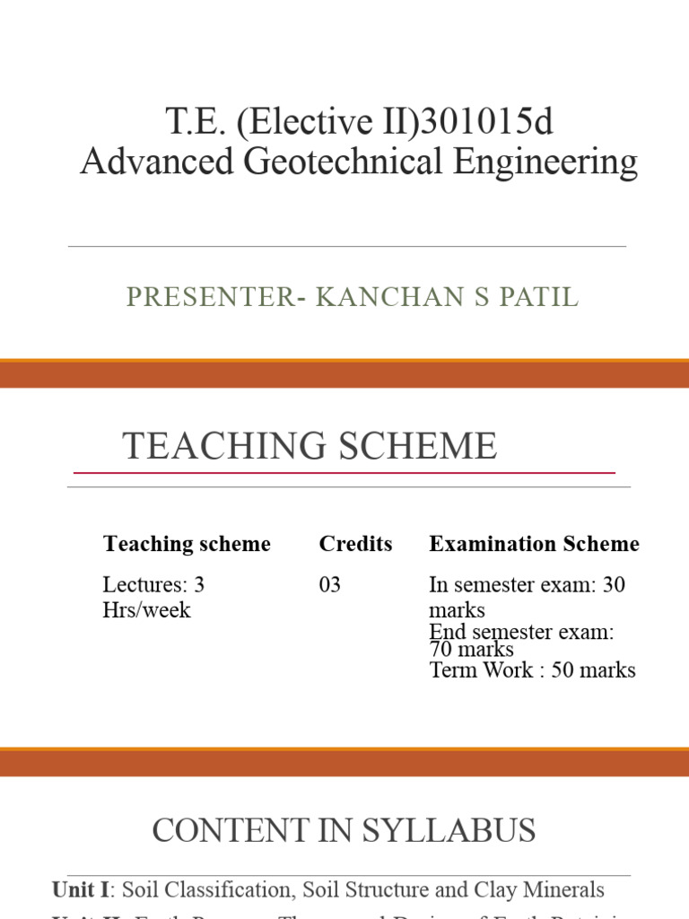 TE Elective II Advanced Geotechnical Engineering | PDF | Technology & Engineering
