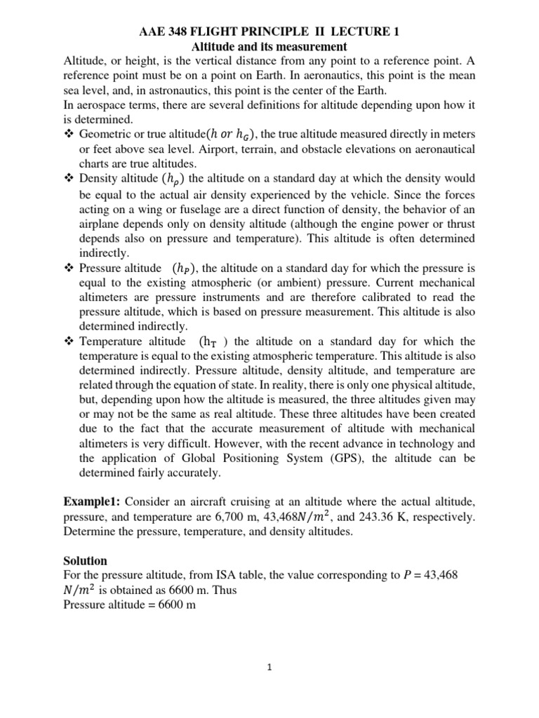 Altitude and Its Measurement | PDF | Altimeter | Altitude