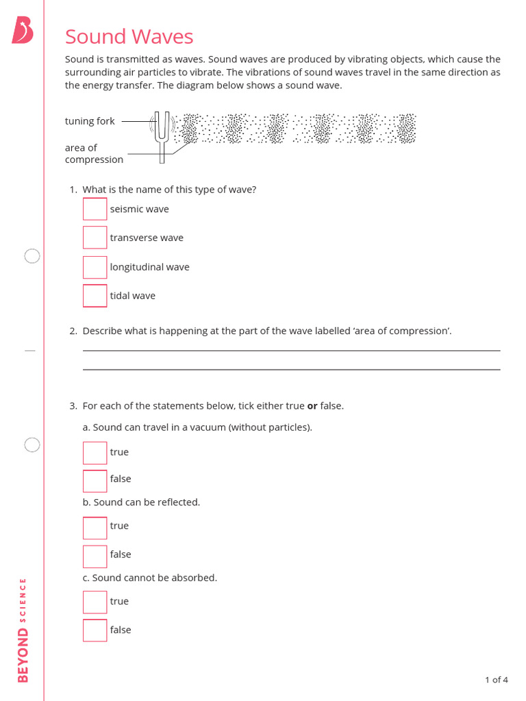 KS3 Sound Waves Differentiated Homework Worksheet LA | PDF | Sound | Waves