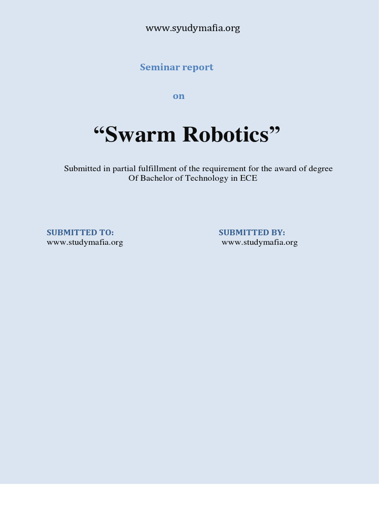 Swarm Robotics PDF | PDF | Robot | Robotics