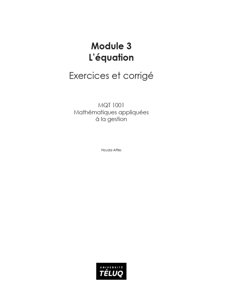 MQT1001 Module3 Exercices Corrige Ha | PDF