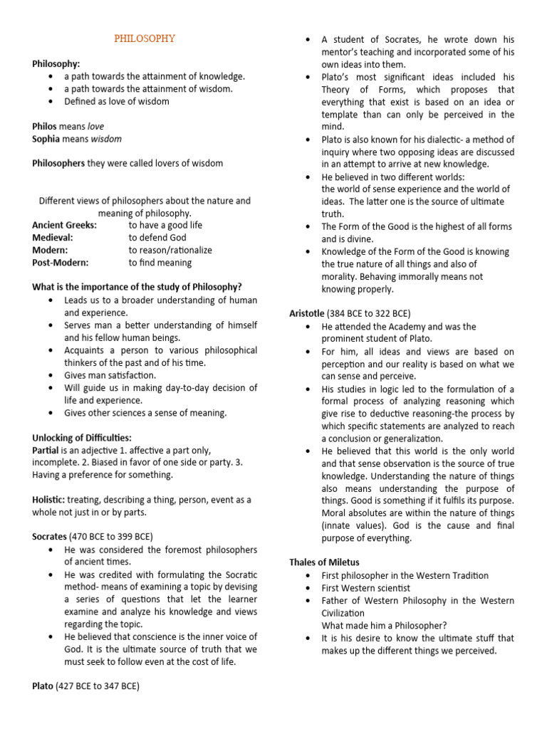 Philo Reviewer | PDF | Truth | Reason