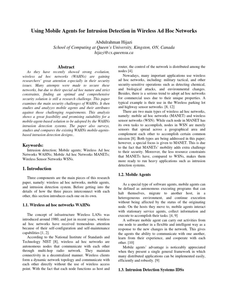 Using Mobile Agents For Intrusion Detect | PDF