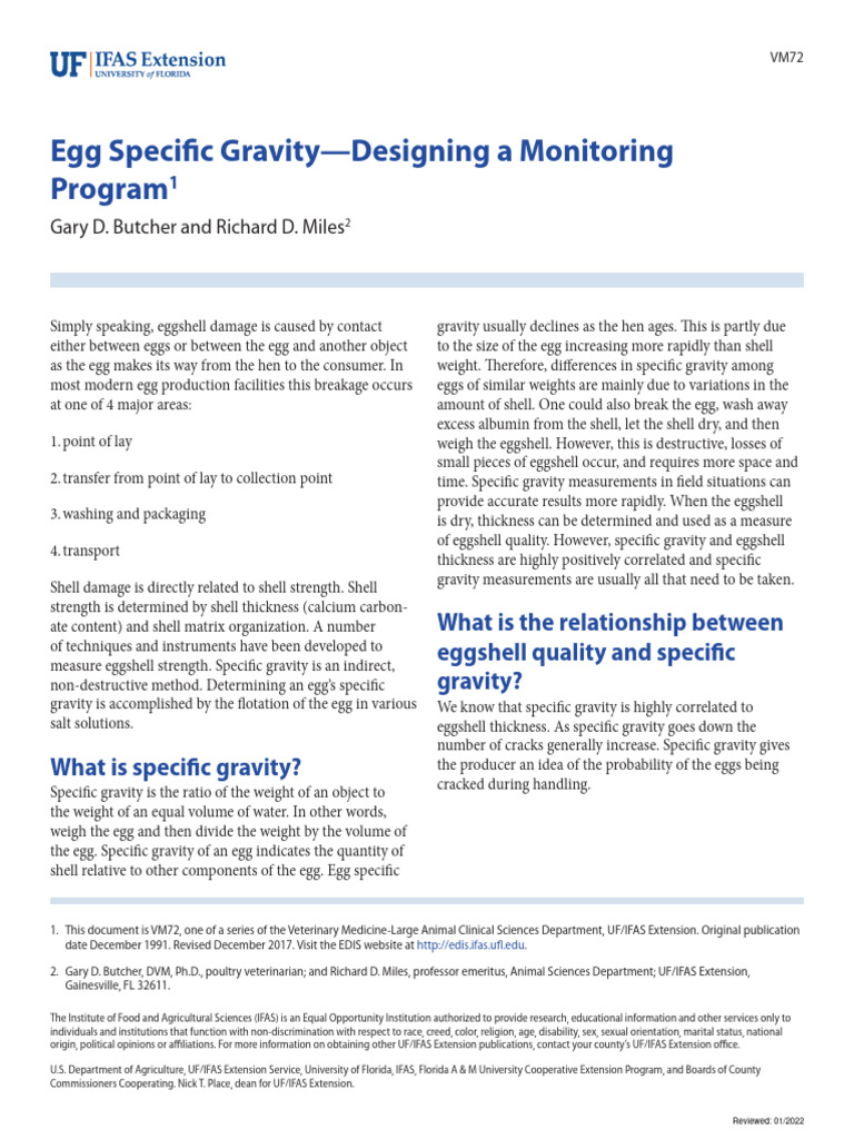 Egg Specific Gravity Monitoring Guide | PDF