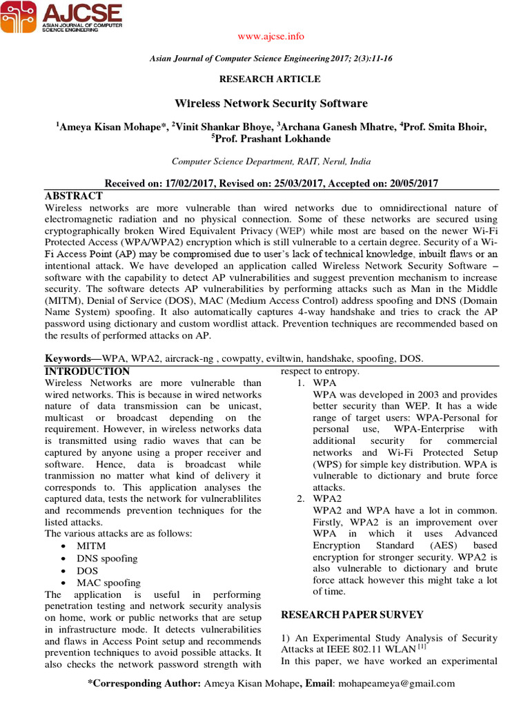 Wireless Network Security Software Pdf Ip Address Computer Network 