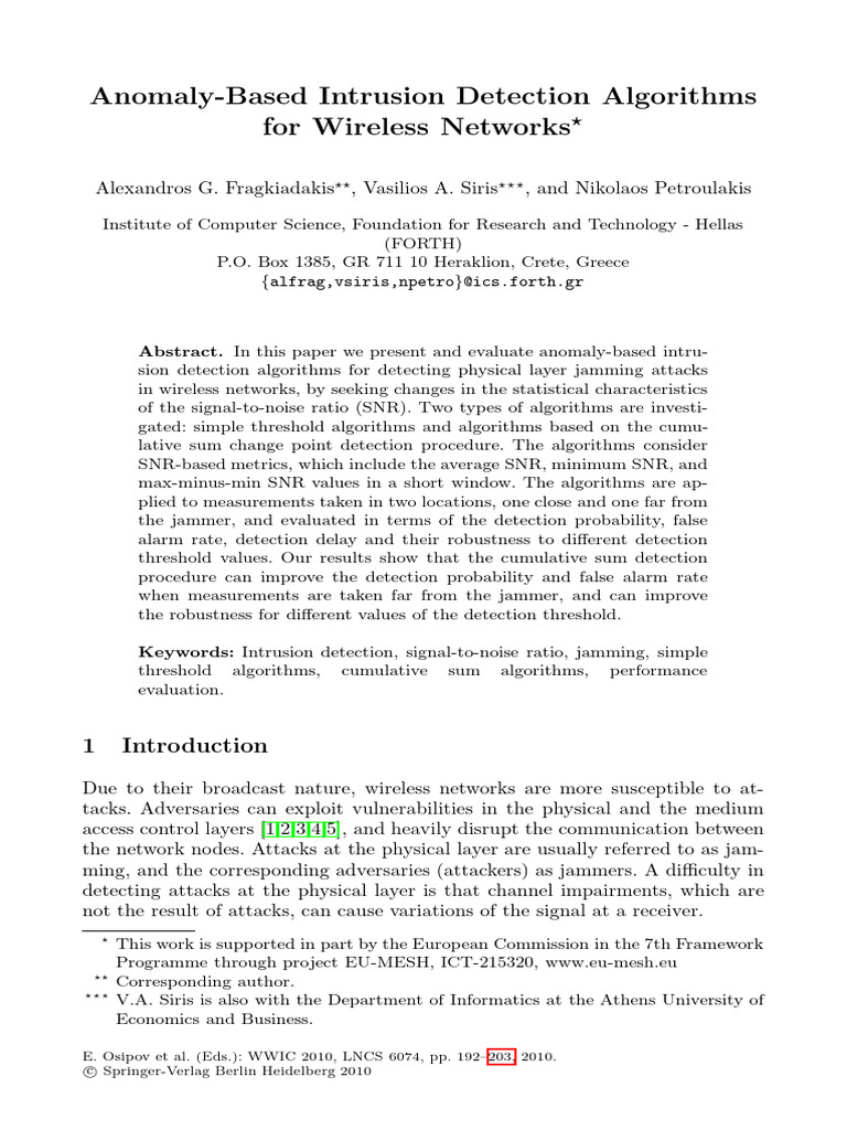Anomaly Based Intrusion Detection Algori | PDF | Computer Network | Signal To Noise Ratio