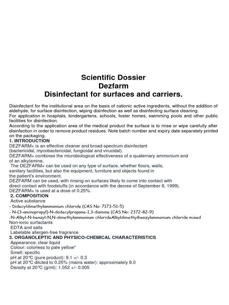 Study About Eficacy of Disinfectant | PDF