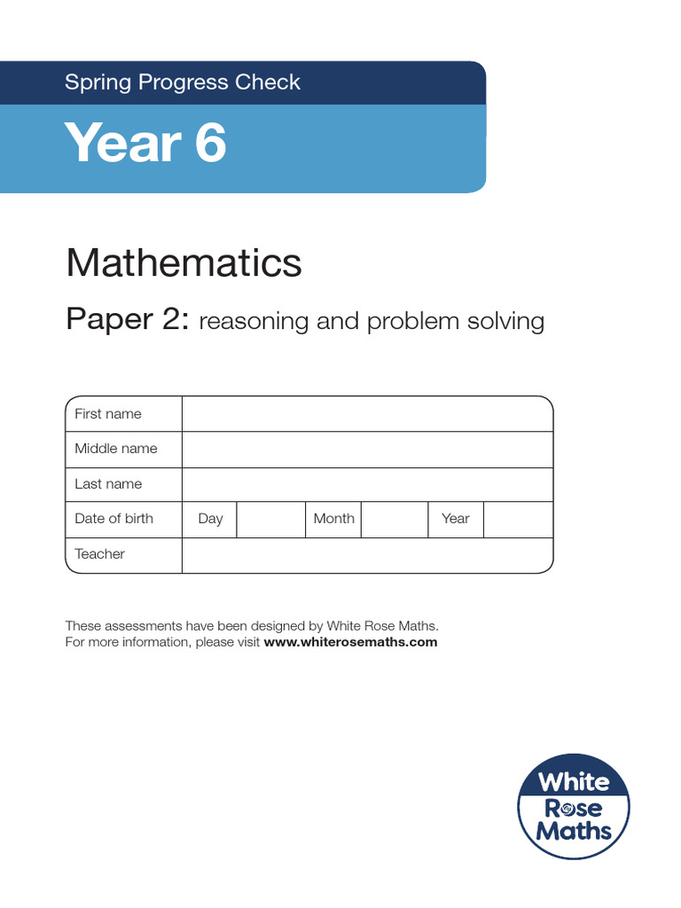 Year 6 Mathematics 2019 Spring White Rose Reasoning Problem Solving ...