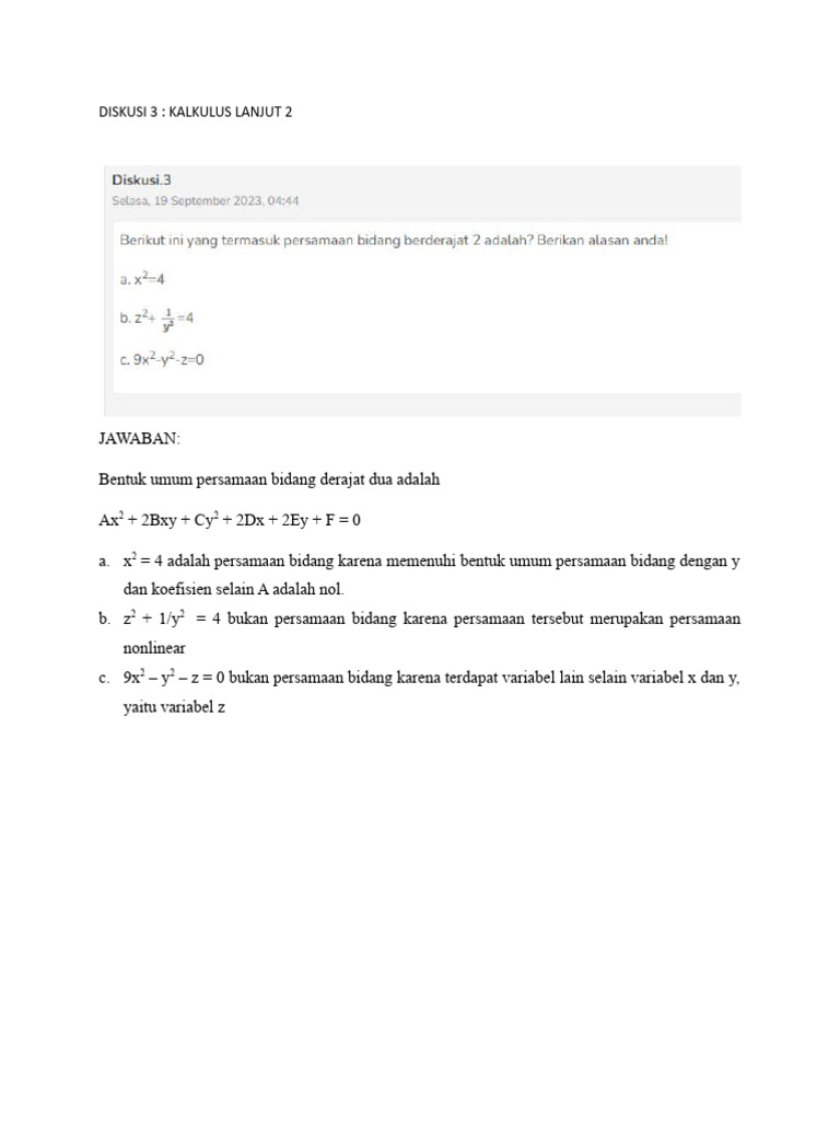 Jawaban DISKUSI 3-KALKULUS LANJUT2 | PDF