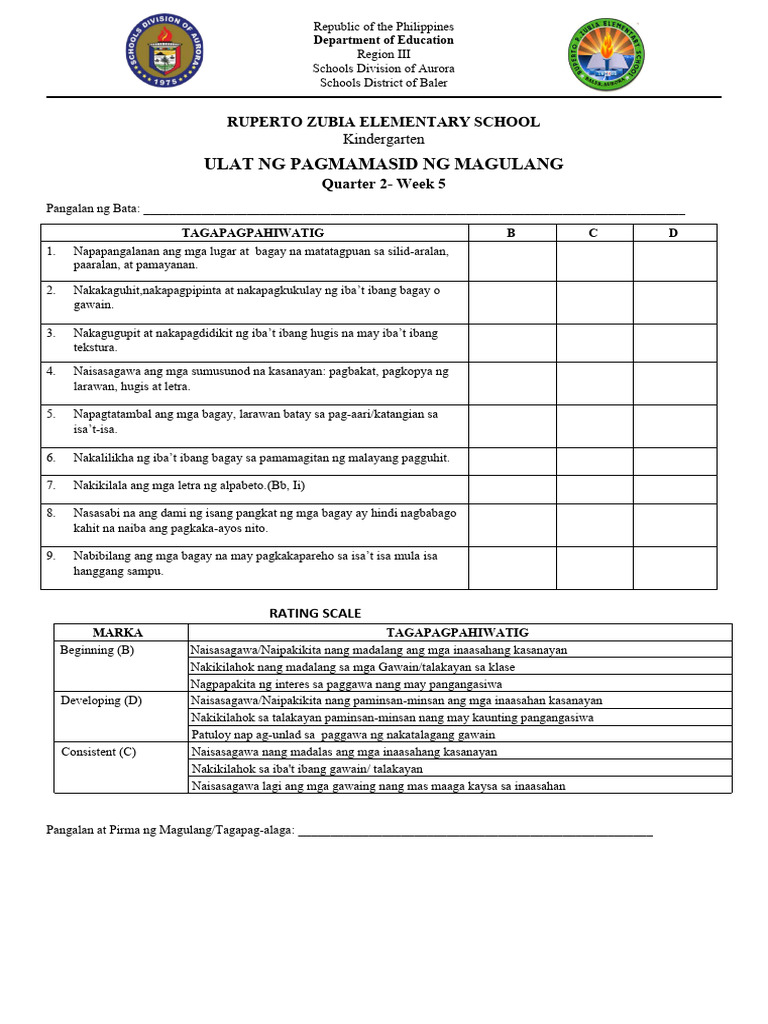 Q2 Parents Observation Report Wk5 | PDF